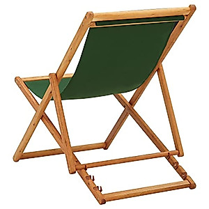 imasay Folding Beach Chair Eucalyptus Wood and Fabric Green for Dining Room, Modern Kitchen Living Room,Garden,Indoor or Outdoor