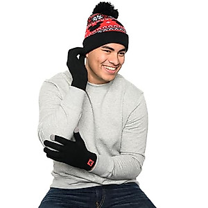 Disney Mickey Mouse Adult Knit Beanie Hat and Texting Glove Set (Black)