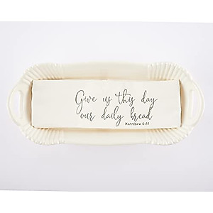 Mud Pie Blessings Bread Bowl and Towel Set, White, Small