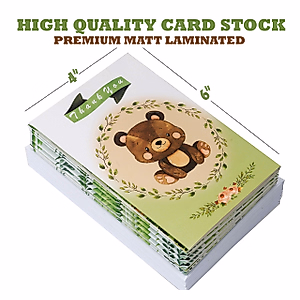 SUPREME IMPRESSION Baby Shower Thank You Cards - 36 Pack of Cute Woodland Forest Animals Thank You Notes with Envelopes and Stickers | Perfect for Kids Birthday or Baby Showers