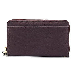 Carhartt Rugged Canvas Wallets for Women, Available in Multiple Styles & Colors, Nylon Duck Lay-Flat Clutch (Deep Wine), One Size