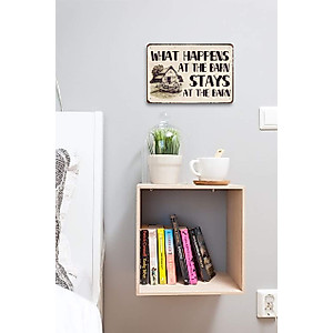 Tarika What Happens in The Barn Stays in The Barn Metal Retro Look 8X12 Inch Decoration Plaque Sign for Home Kitchen Bathroom Farm Garden Garage Inspirational Quotes Wall Decor