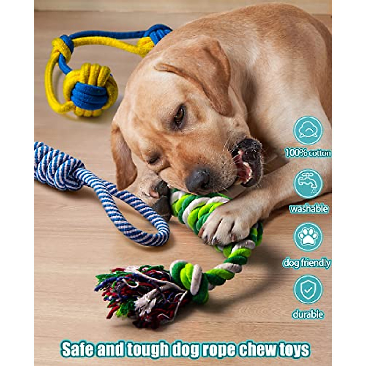Heibizi Dog Toys for Large Dogs Aggressive Chewers, Valued Durable Dog Rope Toys Pack for Medium Large Breed, Interactive Tug of War Toys for Dogs, Dog Gifts