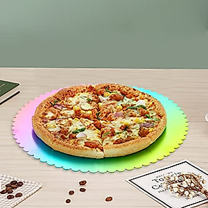 Berglander Rainbow Reusable Cake Boards 12", Stainless Steel Cake Plates With Titanium Colorful Plating, Durable Sturdy Perfect for Cake of 12" or Under, Dishwasher Safe