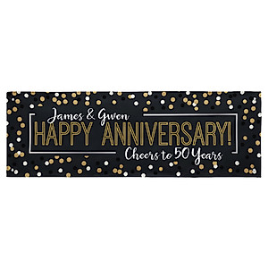 Let's Make Memories Personalized Celebration Banner - Party Decor - Black & Gold - 8 Feet