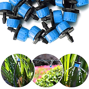 MSDADA Drip Irrigation Kit, 1/4" Blank Distribution Tubing Drip Irrigation System/DIY Plant Hose Automatic Irrigation Equipment Set for Garden, Greenhouse, Flower Bed, Patio, Lawn （Blue, 82ft）