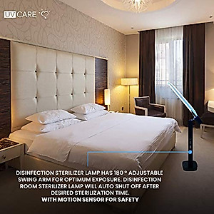 UV Care Light Sanitizer Lamp - UV-C Sanitizer Lamp for Commercial Home Offices Clinics & Rooms with Remote Timer | 180 ° Adjustable Swing with Motion Sensor Detection - with EPA Est Number