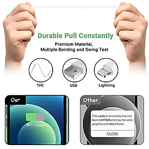 Marchpower iPhone 14 Charger Cord-3Pack 3ft 6ft 10ft MFi Certified Lightning Cable USB-A Fast Charging Cable Compatible with iPhone 13 12 11 Mini Pro Max SE X XS XR 8 7 6 Plus iPod iPad AirPods, White