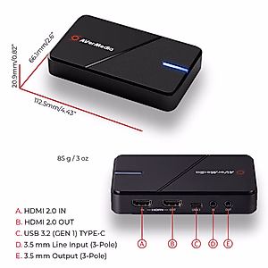 AVerMedia HDMI Capture Card - Gaming, Video Streaming, 4K Capture Card for PS5, Xbox Series X/S, Xbox One, PS4, Nintendo Switch, Windows 11 / Mac Os12, HDR & VRR Support - GC551G2 Live Gamer Extreme 3