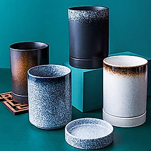 Organizer Box Silverware Ceramic Utensil Holder Shelf Rack Stand Countertop Kitchen Utensil Organizer Flatware Drying Basket for Forks Spoon Chopsticks Blue Utensils