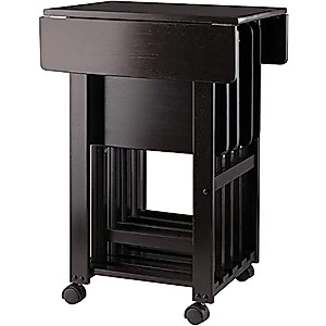 Oakestry Sophia 5pc Snack Tray Set Compact Design for Enhancing The Aesthetics, Small Living Spaces,Built-in Handles,Coffee Finish, 23.39" D X 28.19" W X 33.94" H