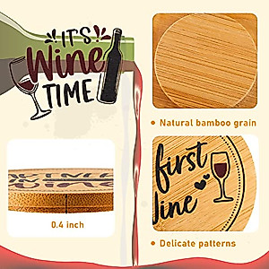 Tessco 8 Pcs Wine Glass Covers Funny Wood Drinking Glass Covers to Keep Bugs out Bamboo Water Glass Toppers Keeps Debris out for Party Wine Accessories Housewarming Gifts