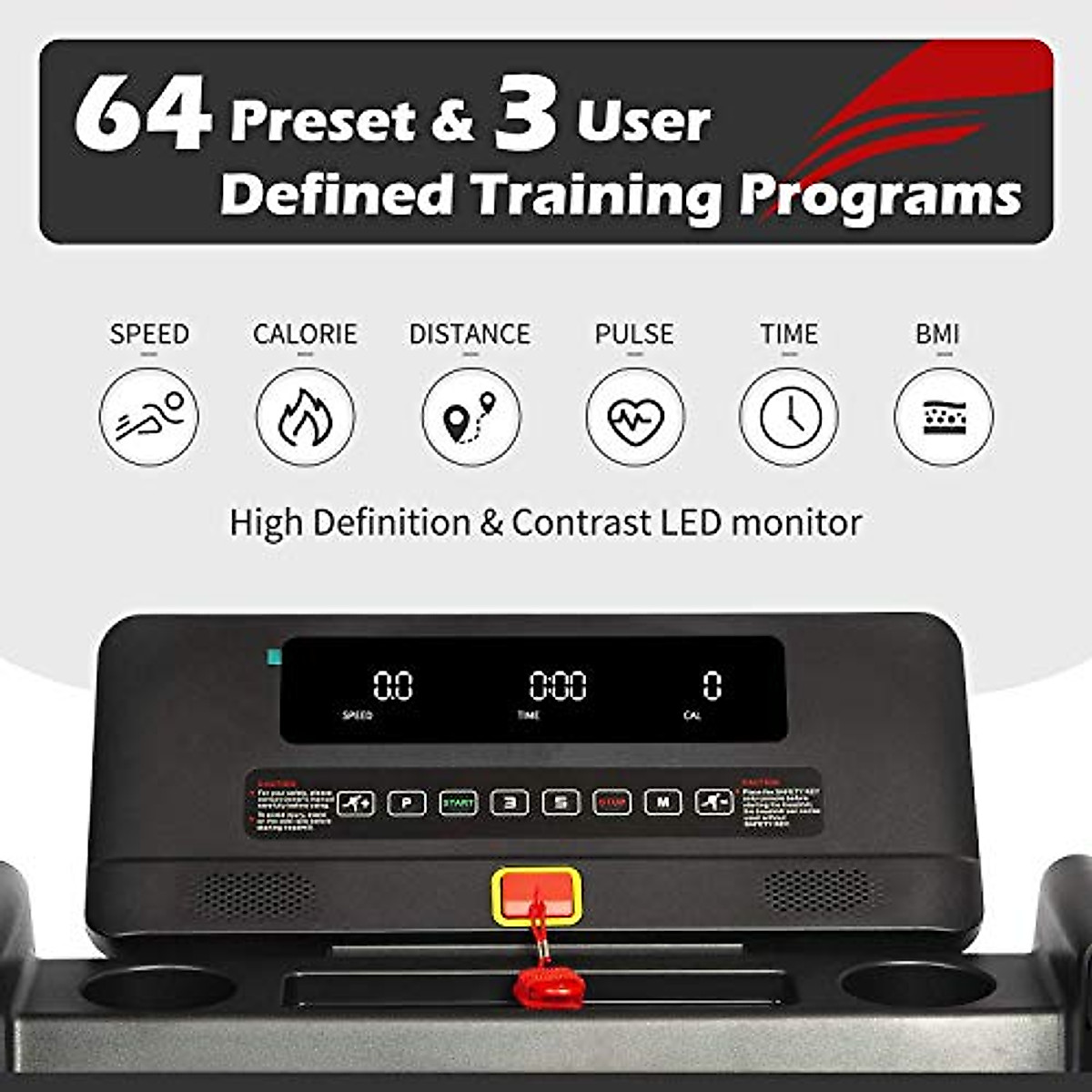 ADVENOR Treadmill Motorized Treadmills 2.5 HP Electric Running Machine Folding Exercise Incline Fitness Indoor (Black)