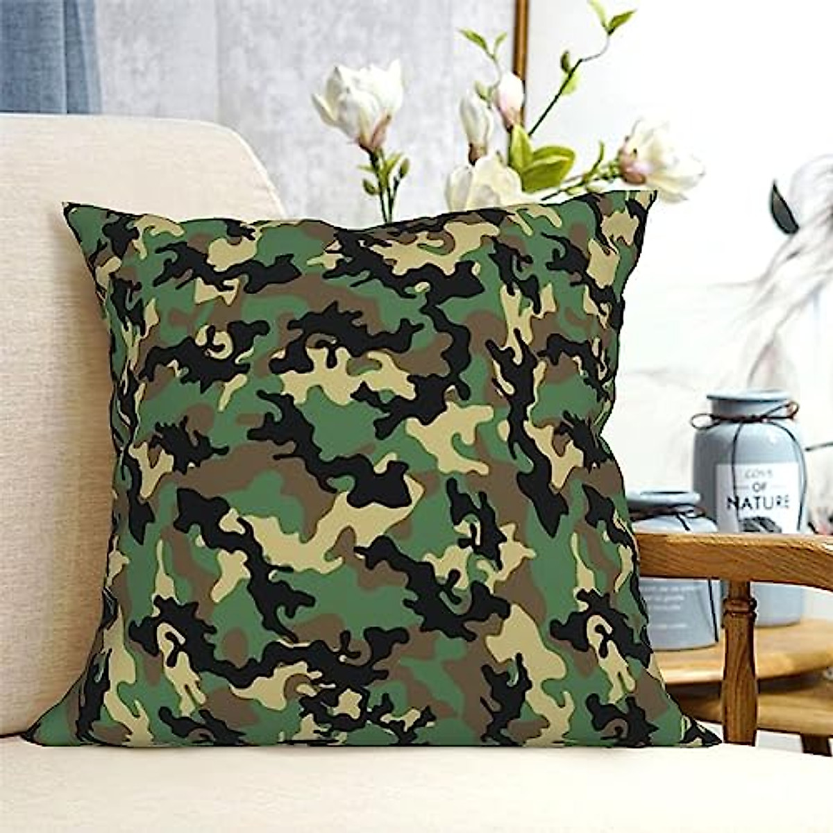 WURTON Camo Print Throw Pillow Covers, Soft Square Cushion Case,for Sofa, Couch,Bed Chair-18 X 18 Inch