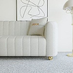 Lkvkvri 83 inch White Velvet Couch Wide Modern Loveseat Chesterfield 3-Seat Couch Sofa 750 lbs Weight Capacity with 2 Throw Pillows for Living Room