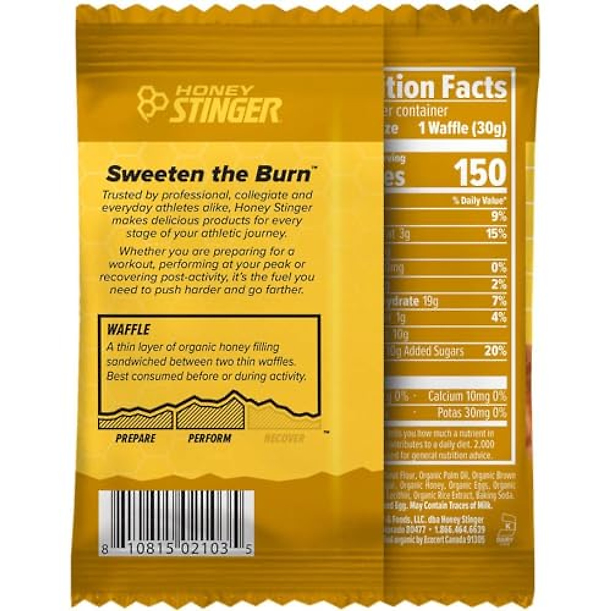 HONEY STINGER Organic Honey Waffles 12 Count, 1.06 OZ