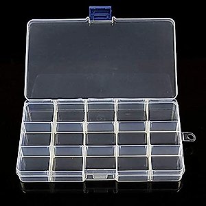 Portable Organizer 15-Fixed Compartments Clear Plastic Jewelry Box Organizer Storage Container
