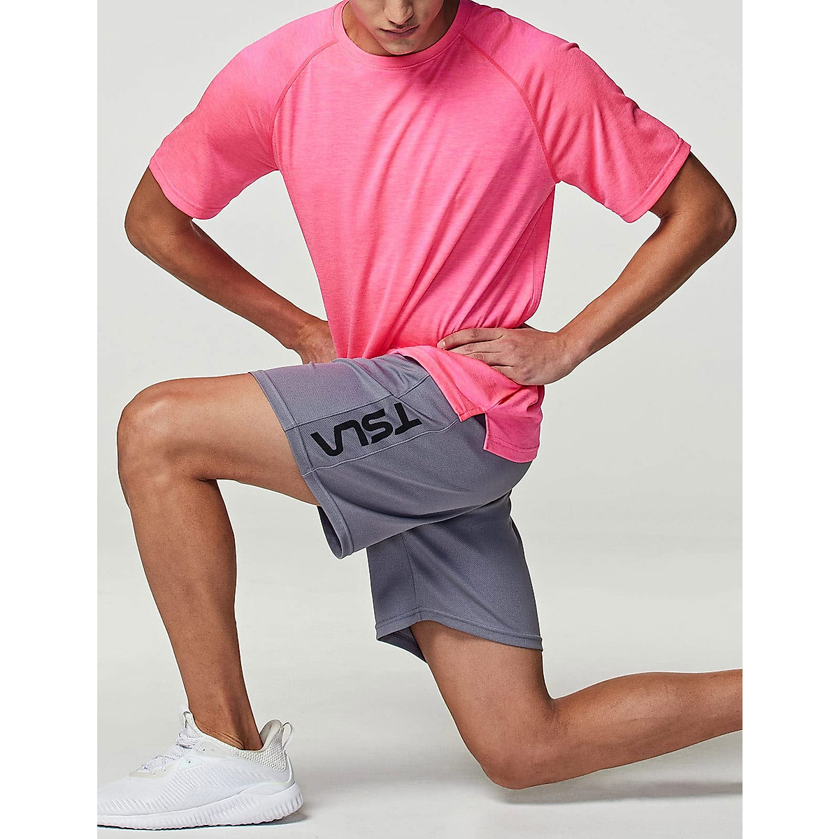 TSLA Men's Workout Running Shirts, Dry Fit Moisture Wicking T-Shirts, Sports Gym Athletic Short Sleeve Shirts, Hyper Dri Neon Pink, Small