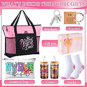 Funnymoom 7 Pcs Nurse Gifts 16 oz Glass Cup Set Nursing Graduation Appreciation Practitioner Birthday Gifts Box for Women Doctors Assistant