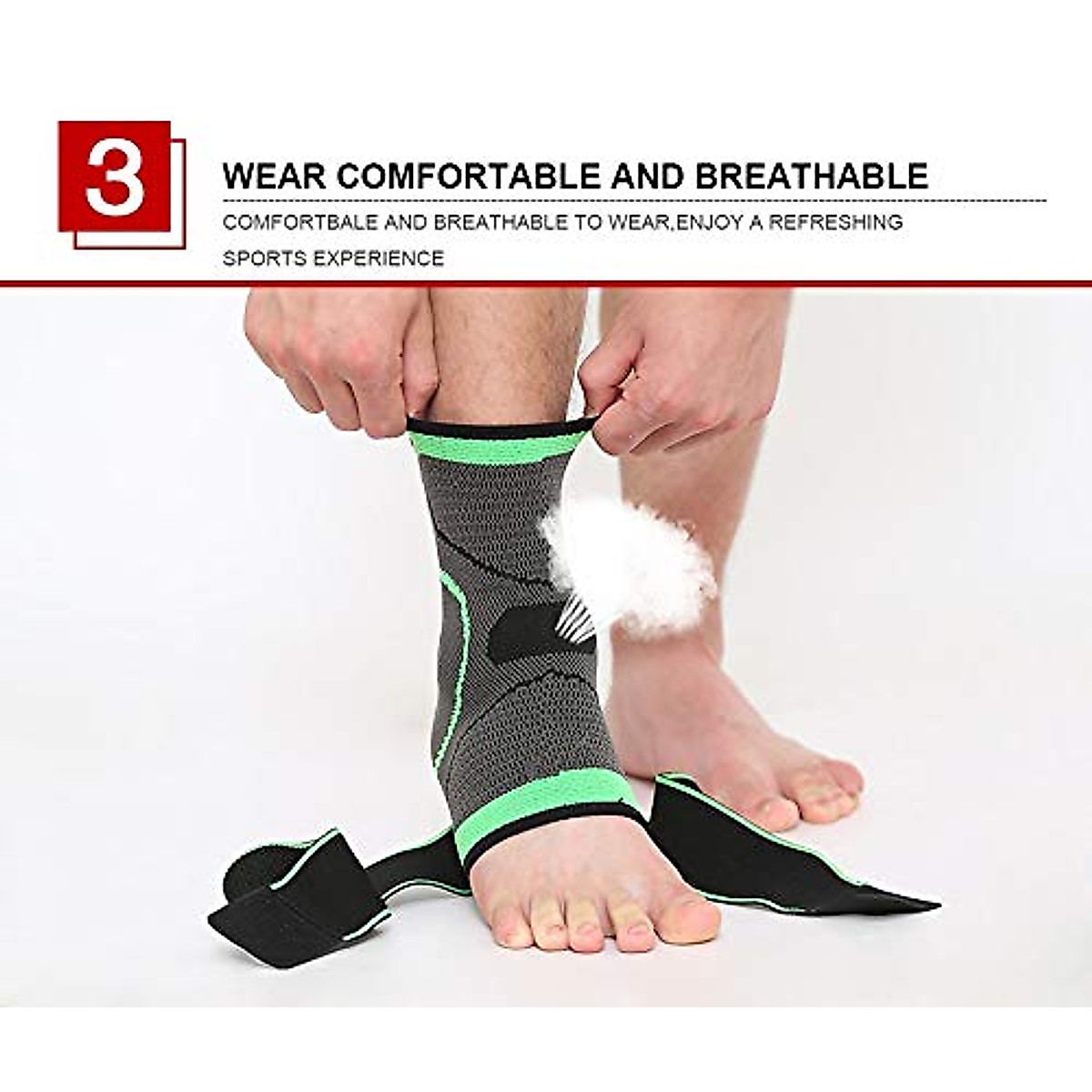 ZEERKEER Ankle Brace for Women & Men(1 Pair), Adjustable Compression Ankle Braces Breathable Ankle Support Brace, Super Elastic and Comfortable for Arthritis, Sports Injuries and Recovery (L)
