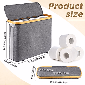 BEAUTIFABLE Toilet Paper Storage, Toilet Paper Organizer with Lid Toilet Paper Bin with Footbase for Bathroom, Bamboo, Collapsible Toilet Paper Container Holder for up to 9 Mega Rolls (Gray)