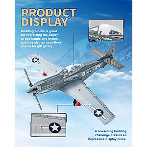 dOvOb Military P-51 Mustang Fighter Jet Building Blocks Set, Army Plane Toys as Gift for Kids or Adult (256 Pieces)
