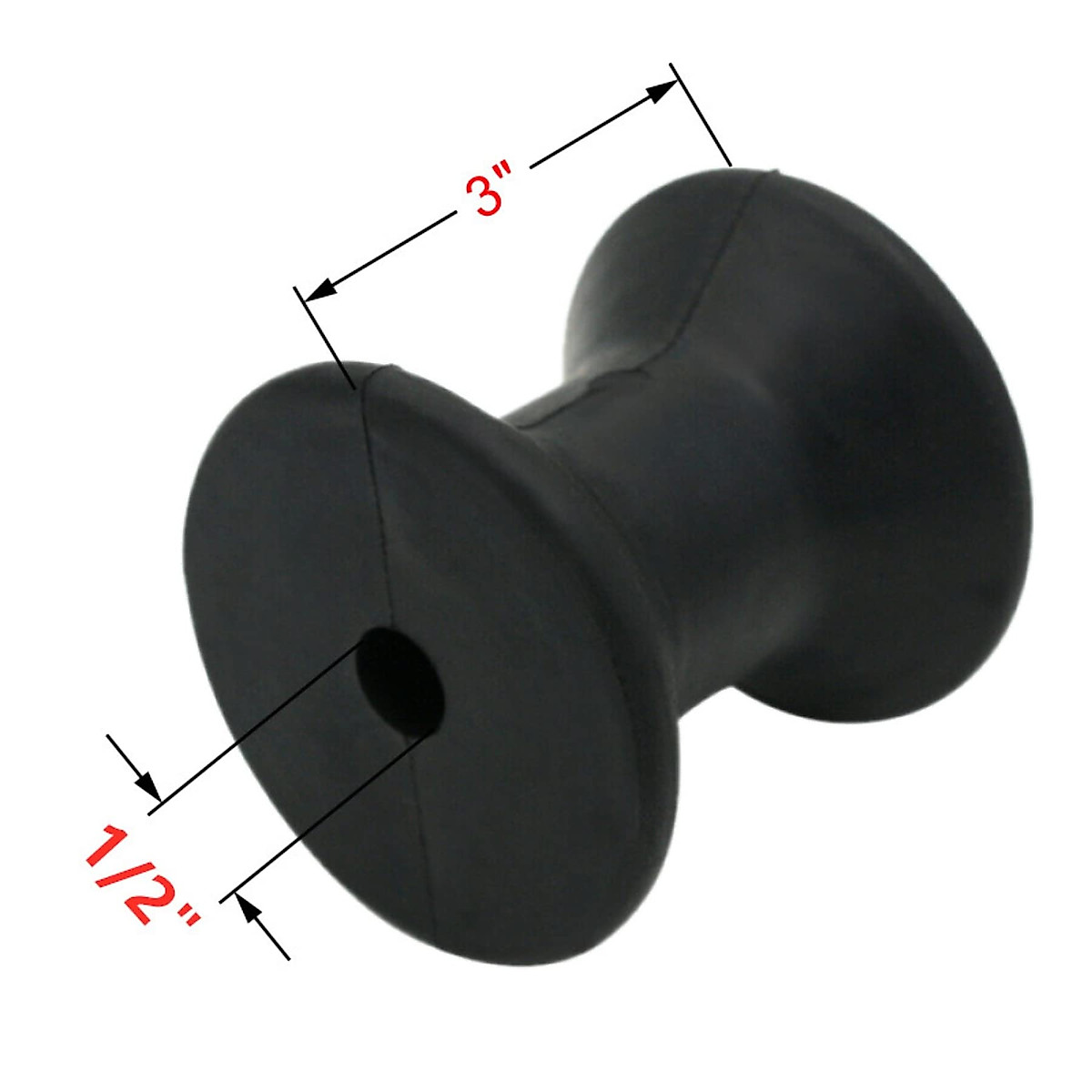 UANOFCN 3" Width Boat Trailer Bow Stop Roller by 1/2" Shaft Non Marking Rubber