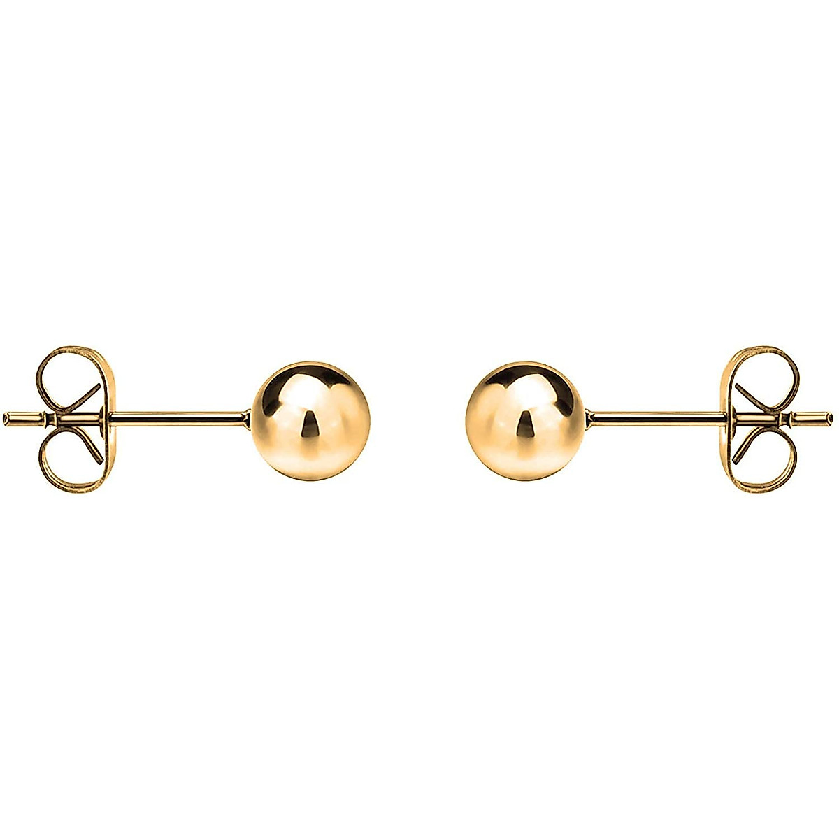Savlano 14K Gold Ball Stud Earrings For Women - Made in Italy Comes With Savlano Gift Box (Yellow, 5mm)