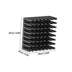 Easycargo 10pcs 25mm Heatsink Kit 25x25x10mm + 3M 8810 thermal conductive adhesive tape, cooler Aluminum Heat Sinks for cooling Raspberry Pi 4 GPU IC Chips LED (25mmx25mmx10mm)