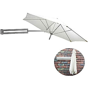 Patio Garden Parasols Umbrella Awnings Portable Parasols Wall-Mounted Aluminium Patio Umbrella - Outdoor Garden Balcony Tilting Sunshade Umbrella (Color : White)