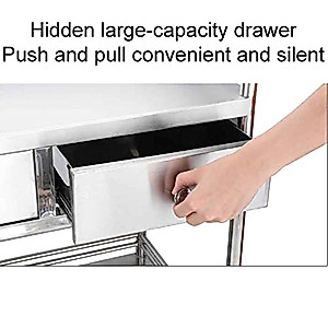 Medical Cart, Lab Rolling Cart 3 Shelves Shelf Stainless Steel Rolling Cart, With Dirt Bucket & Drawer Spacious Beauty Salon Rolling Cart, for Hospital Dental Clinic Home ( Color : Standard , Size : 6