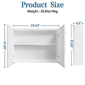 LALAHOO Medicine Cabinets for Bathroom with Mirror, 22" x 30" LED Bathroom Medicine Cabinet with Mirror, Double Doors Medicine Cabinet with Storage Shelves, Dimmable Light