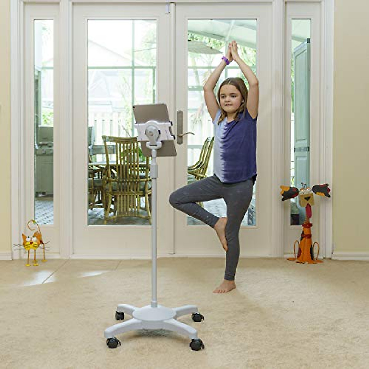 Hello LLamas Tablet Stand Holder with Wheels + Table Top Holder for Ipad- Extra Tall - Heavy Duty Multi Angle Adjustable - for School, Meetings, Education, Web Casts, Video Recordings