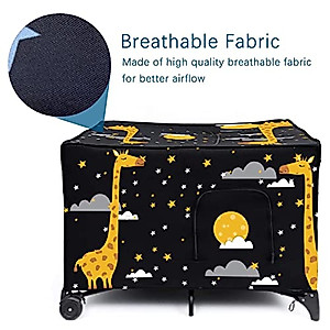 Blackout Cover for Pack N Play, Portable Breathable Crib Tent to Block 90% of Light for Indoor Outdoor Travel, Stretch Up to 48×39 Inches