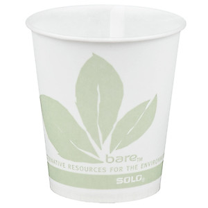 Bare Eco-Forward Leaf Print Disposable Wax Coated Paper Drinking Cup 5 oz. 100 Ct