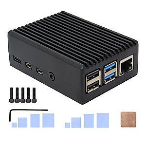 Geekworm for Raspberry Pi 4 Aluminum Case, Heavy Duty Passive Cooling Metal Case/Housing with Heatsink Pillar Compatible with Raspberry Pi 4 Model B Only-Black (P173)