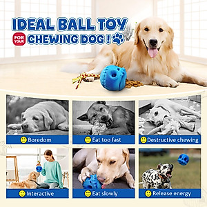 Interactive Frozen Treats Dog Toy with Mold, Dispensing Toys for Aggressive Chewer No-Boredom, Skull Fillable Slow Feeder with Rope, Tough Rubber Puzzle Dog Ball Keep Them Busy Mental Enrichment Toys