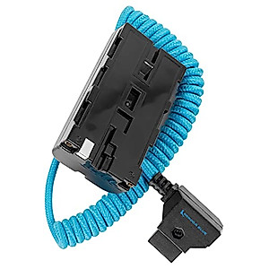 KONDOR BLUE Braided Coiled D-Tap to Dummy Battery NPF Cable Compatible with Sony L-Series SmallHD Monitors LED Lights and More.