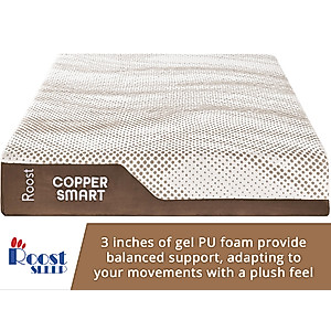 Roost Copper Smart 14-Inch Thermic Gel Memory Foam Mattress with Copper Infused Cover for Cool and Comfortable Sleep, Easy Set Up and Durable Copper Mattress, Full