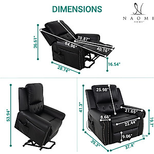 Tatiana Oversized Air Leather Power Lift Recliner Chair with Footrest, Reclining Chair with Remote Control, Premium Studded and Tufted Detailing, Side Pocket, Comfortable Power Lift Chair - Cream