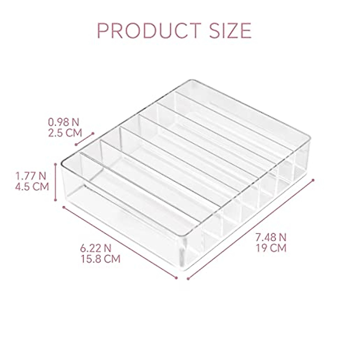 WECHENG Eyeshadow Palette Makeup Organizer, BPA Free 7 Section Divided Vanity Organize Holder for Drawer and Bathroom Counte Modern Cosmetics Storage (7.48" x 6.22" x 1.77")