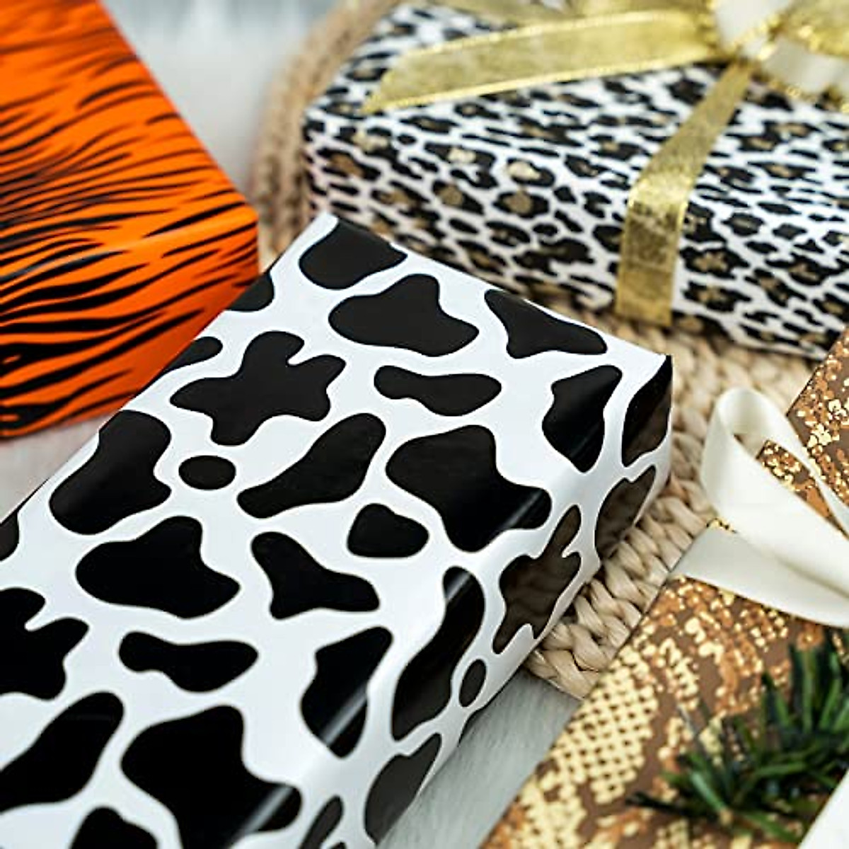 WRAPAHOLIC Wrapping Paper Roll - Animal Prints Design for Birthday, Holiday, Party, Baby Shower Present Packing - 4 Rolls - 30 Inch X 120 Inch Per Roll