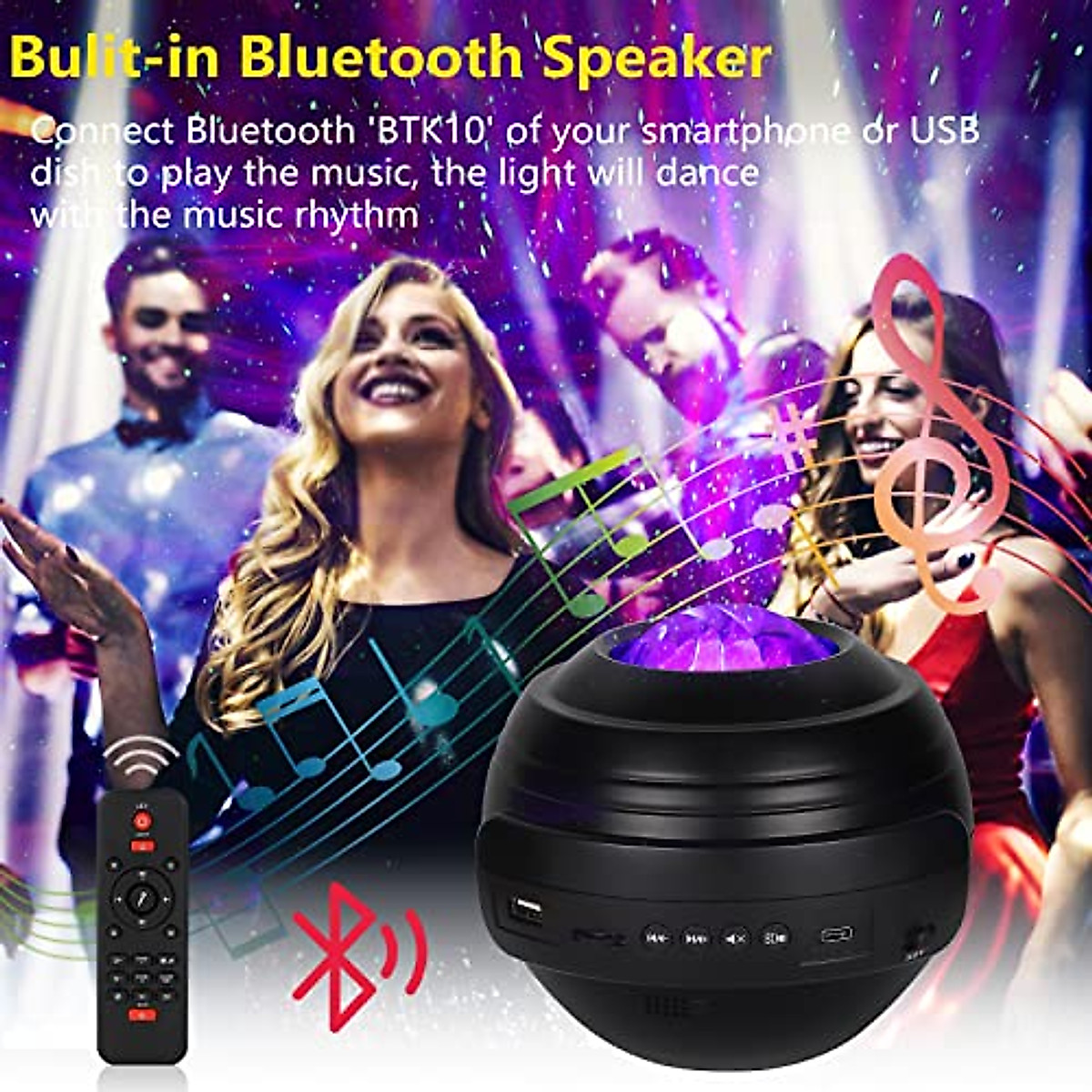 Galaxy Projector Star Projector, Night Light Projector Work with Alexa/Echo/Google, with Timer/Remote/Bluetooth Speaker for Kids Adults Gaming Room, Home Theater, Bedroom, Room Decor