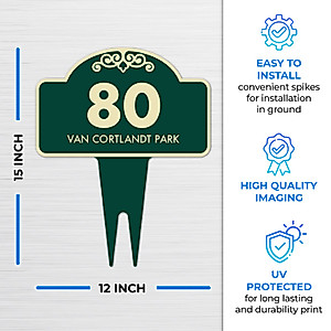 Custom House Address Yard Sign, Lawn Arch Address Plaque, Personalized House Numbers For Outside, Square Style, 12x15 Inches, Aluminum Composite Material Made in The USA by Sigo Signs