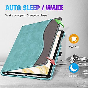 Fintie Case for Samsung Galaxy Tab S10 Plus/ S9 Plus/ S8 Plus/ S7 FE/ S7 Plus 12.4 Inch, Multi-Angle Viewing Protective Cover with Pocket, Auto Sleep/Wake, Turquoise