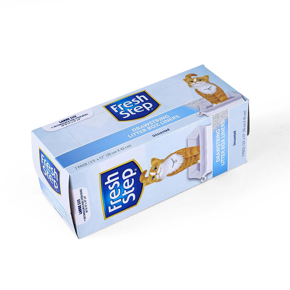 Fresh Step Drawstring Cat Litter Box Liners, Unscented, Size Large, 30" x 17" - 7 Count | Kitty Litter Bags, Cat Litter Liners for All Cats to Keep Your Home Clean