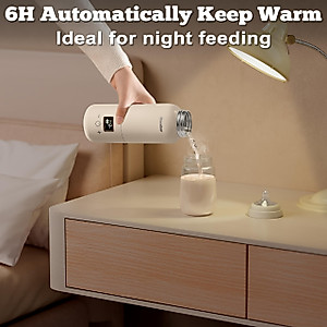 Veroline Portable Bottle Warmer for Travel, 10 Oz Baby Botle Warmer with Adjustable Temp & Keep Warm for Formula, Breastmilk, Super Fast Charging & Cordless Water Warmer, Rechargeable Milk Warmer