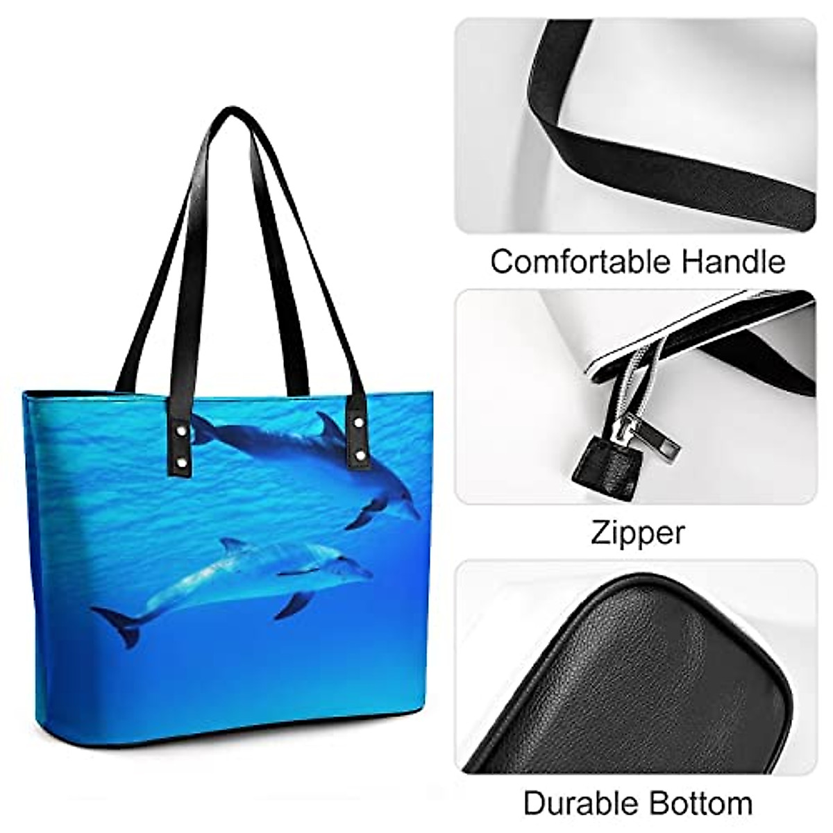 Womens Handbag Dolphin Leather Tote Bag Top Handle Satchel Bags For Lady