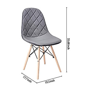 CangLong Mid Century Velvet Upholstered Dining Chair with Wood Legs for Kitchen, Dining, Living, Guest, Bed Room Side Chair, Set of 2, Dark Grey