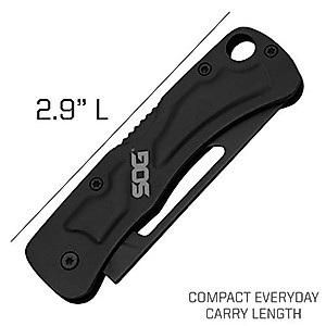 SOG Folding Knife Small Knife – Centi II EDC Pocket Knife for Men Women w/ 2.1 Inch Small Knife Blades EDC Keychain Knife Set (CE1012-CP), Black
